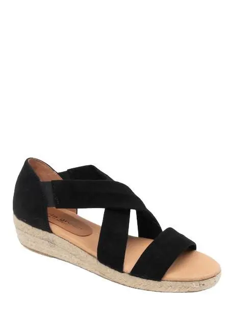 PATRICIA GREEN Eliza Espadrille Wedge Sandals - Black Suede