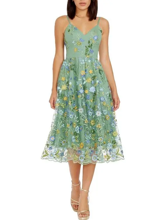Dress The Population Maren Cocktail Dress - Sage Multi