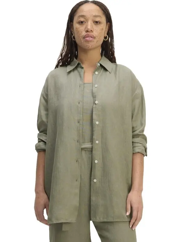 Everlane Boyfriend Linen Shirt - Sage Green