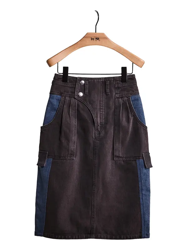 COACH® Restored Denim Skirt - Black