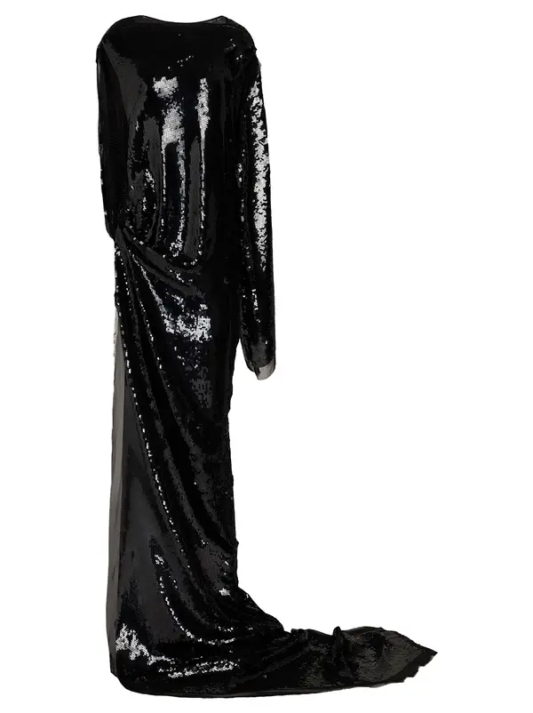 Rick Owens Edfu Twisted Sequined Gown - Black