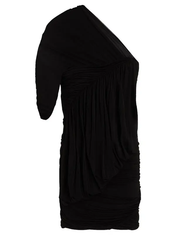 Rick Owens Oneshoulder Draped Mini Dress - Black