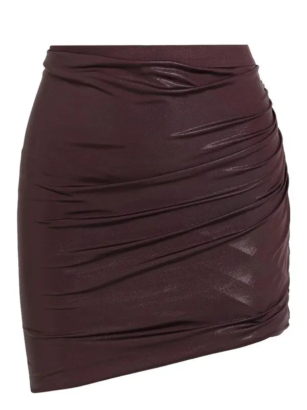 Rick Owens Ruched Coated Mini Skirt - Grape