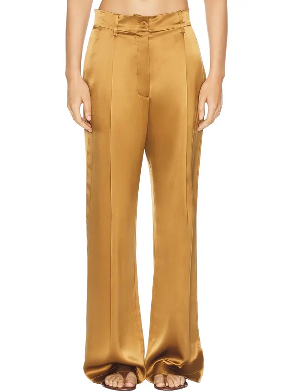 Gold Silk Pants For Women Editorialist