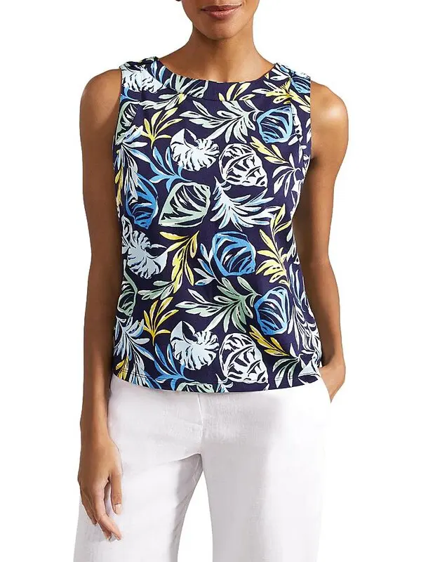 HOBBS LONDON Maddy Printed Top - Navy Yellow