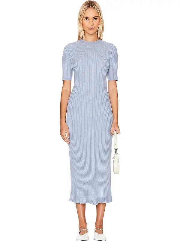 Varley Maeve Knit Midi Dress - Ashley Blue