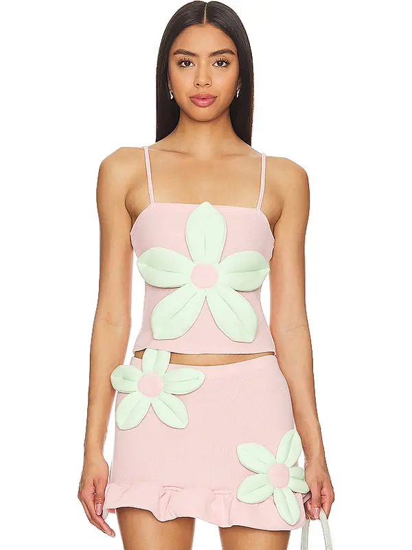 TYLER MCGILLIVARY Daisy Top - Pink & Mint