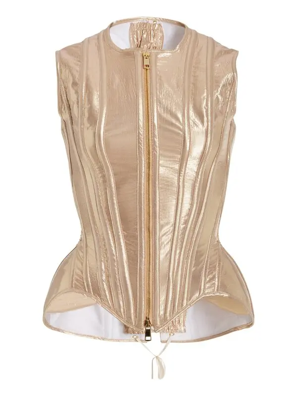 WIEDERHOEFT Adam Satin Corset Top - Gold