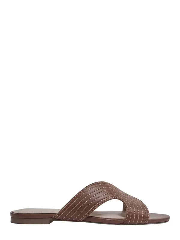 REISS Rose Leather Sandals - Tan