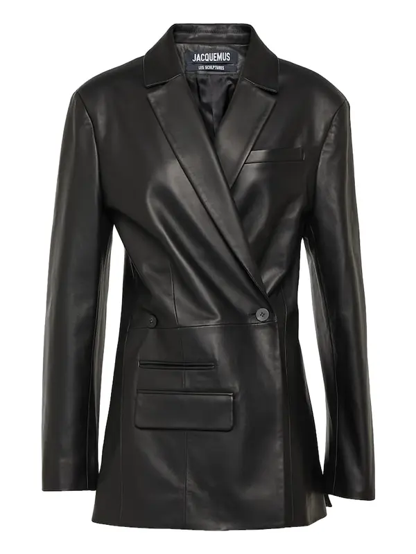 Jacquemus La Veste Tibau Cuir Leather Blazer - Black