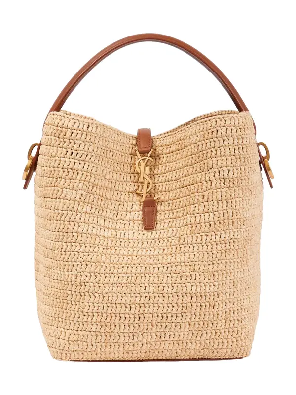 Saint Laurent Le 37 Raffia Bucket Bag - Neutrals