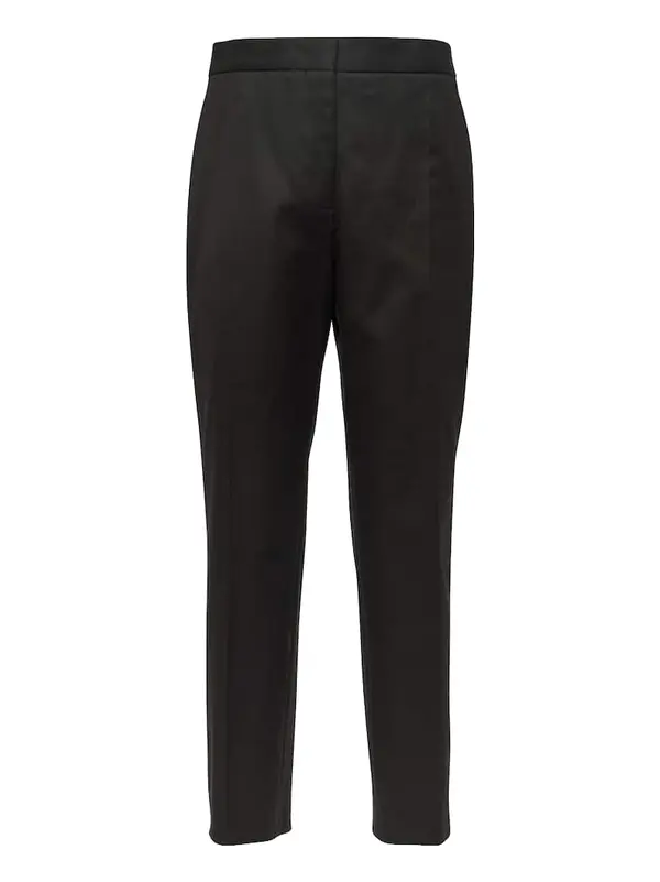 JIL SANDER Cotton Gabardine Straight Pants - Black