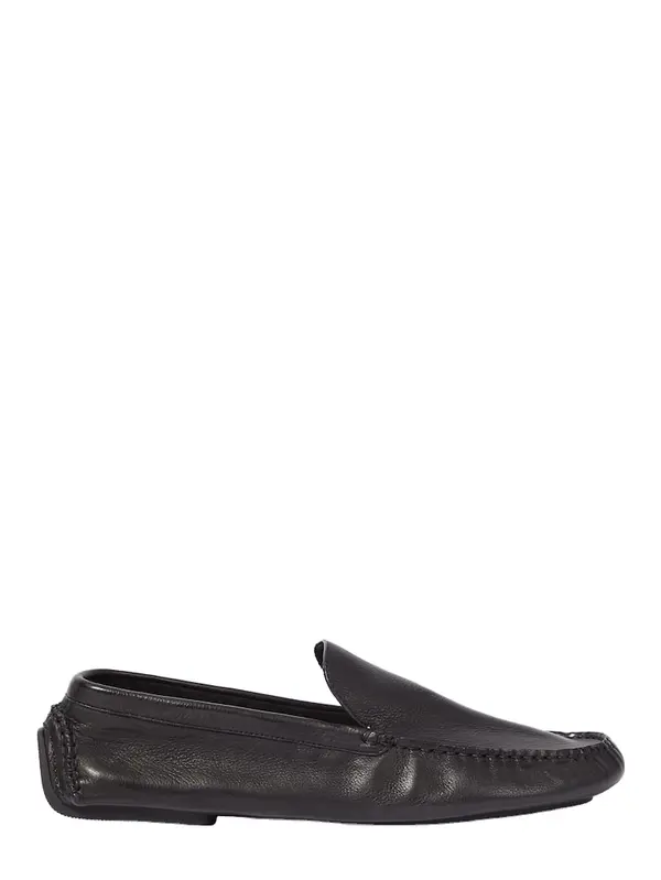 THE ROW Lucca Leather Loafers - Black