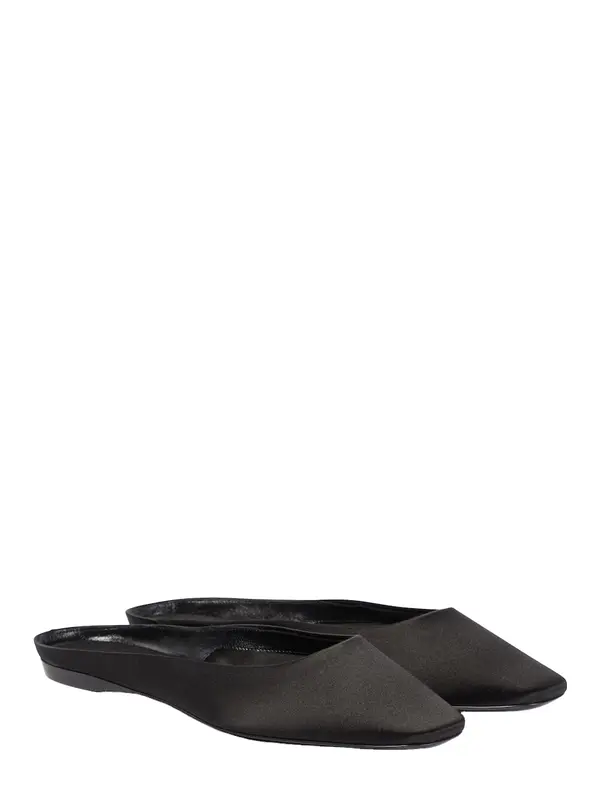 Saint Laurent Lido Satin Crêpe Flats - Black