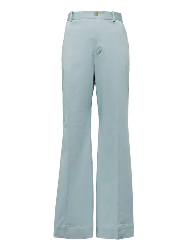 Plan C High-rise Flared Cotton-blend Pants - Blue