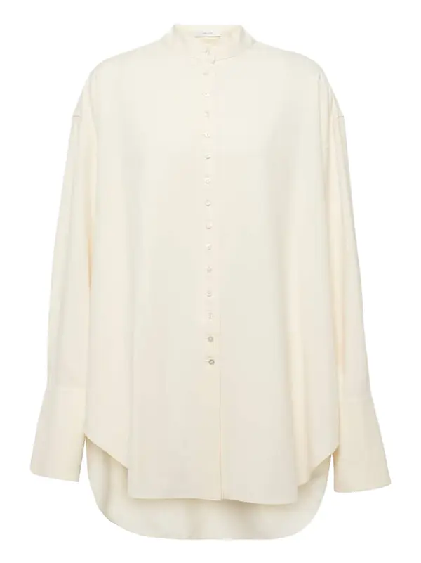 THE ROW Grandad Oversized Silk Shirt - White