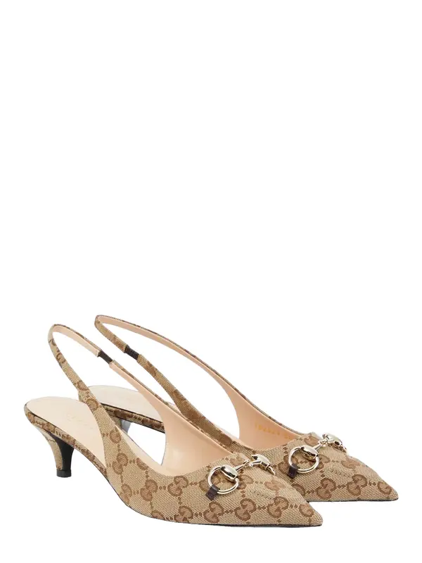 Gucci Horsebit Gg Slingback Pumps - Beige