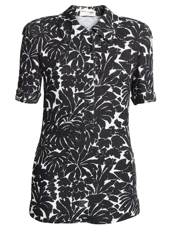Saint Laurent Palm Print Mini Dress - Jade Noir