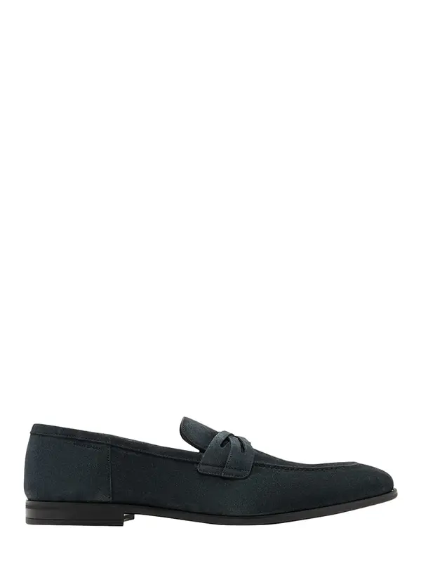 STUART WEITZMAN Simon Suede Penny Loafers - Off Black