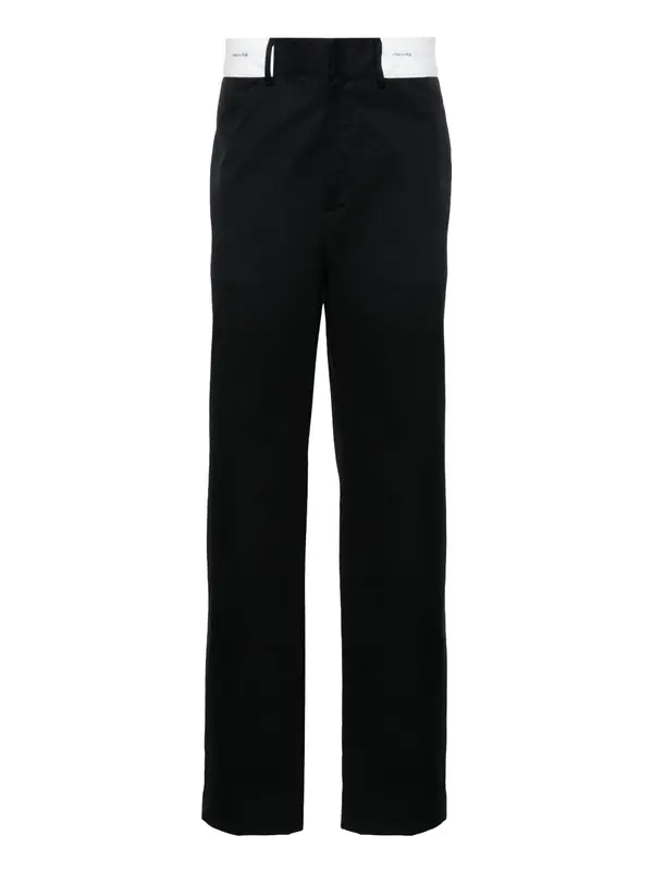 Palm Angels Contrasting Waistband Tapered Trousers - Black
