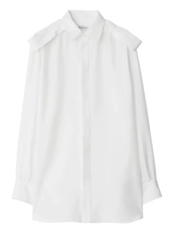 Burberry Long-sleeve Silk Shirt - White
