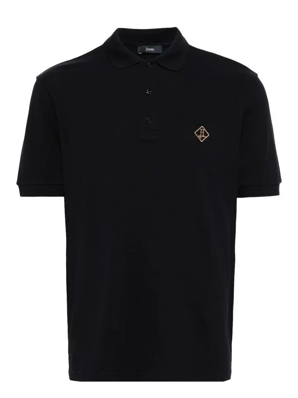 Herno Logo-embroidered Piqué Polo Shirt - Blue