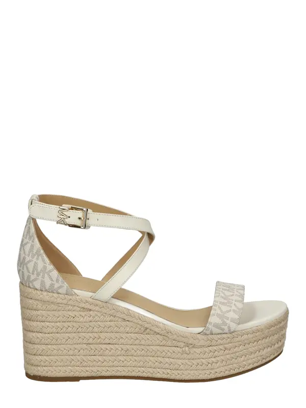 Michael Kors Serena Monogram Wedge Sandals - White