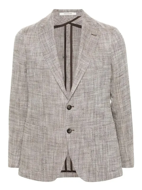 Tagliatore Herringbone Single-breasted Blazer - Brown