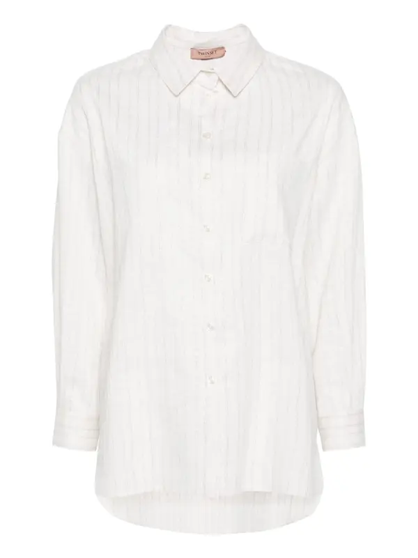 TWINSET Metallic-threading Striped Shirt - Neutrals