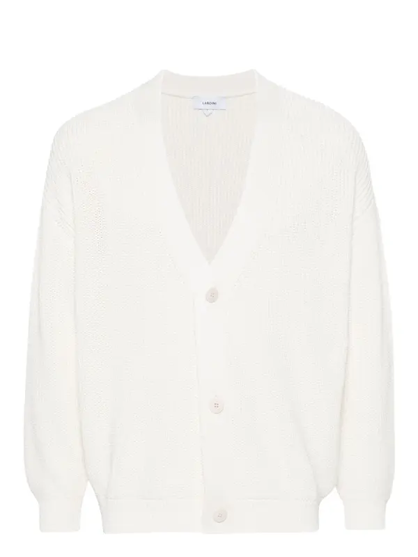 LARDINI V-neck Cotton Cardigan - White