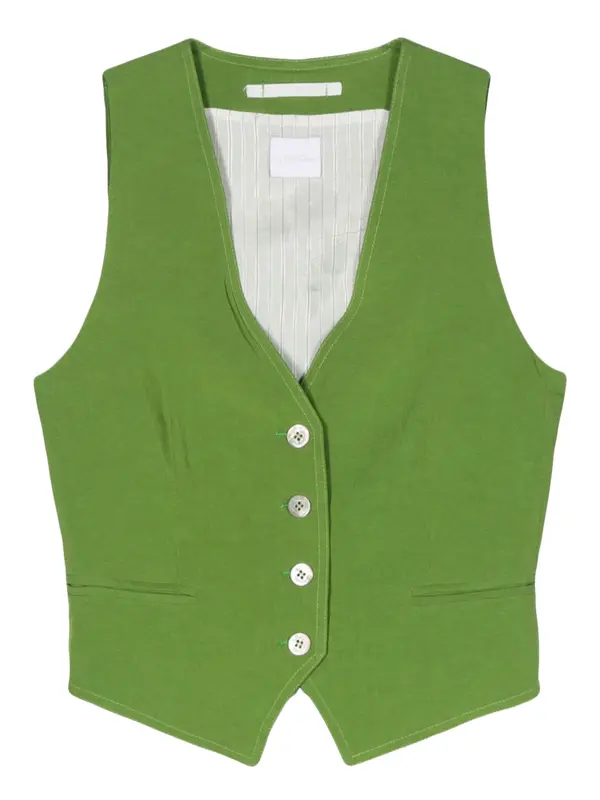 MERCI Shantung Buttoned Vest - Green