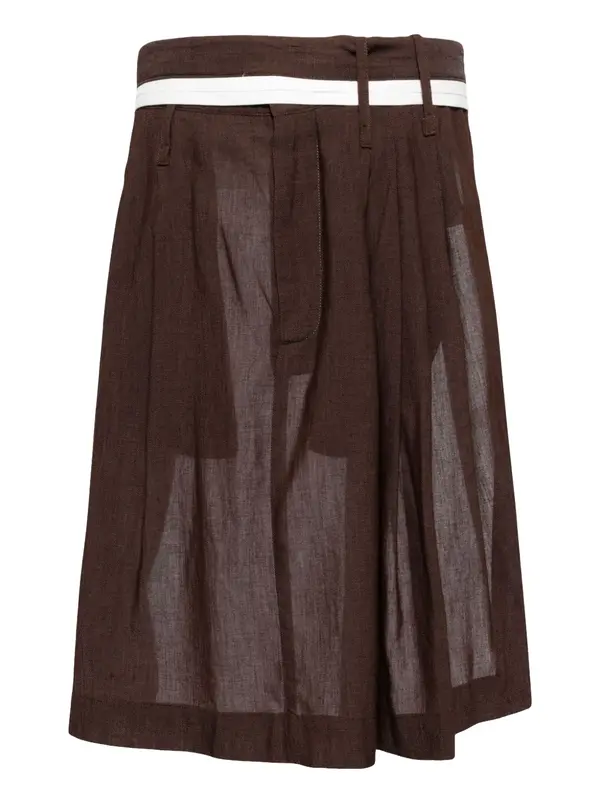 HED MAYNER Pleated Belted Skirt - Brown