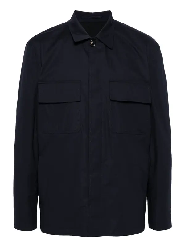 LARDINI Flap-pocket Cotton Shirt Jacket - Blue