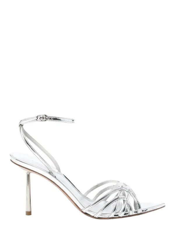 LE SILLA 80mm Bella Leather Sandals - Silver