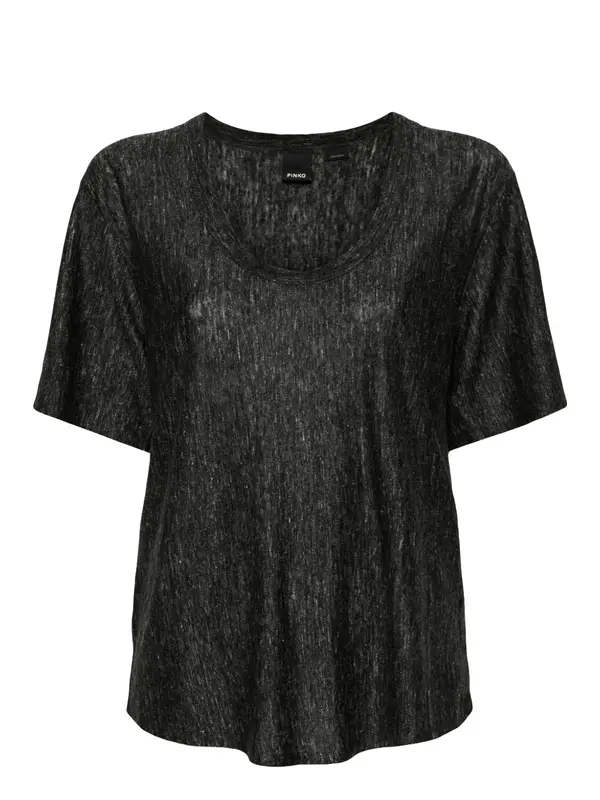Pinko Short-sleeve Linen T-shirt - Black