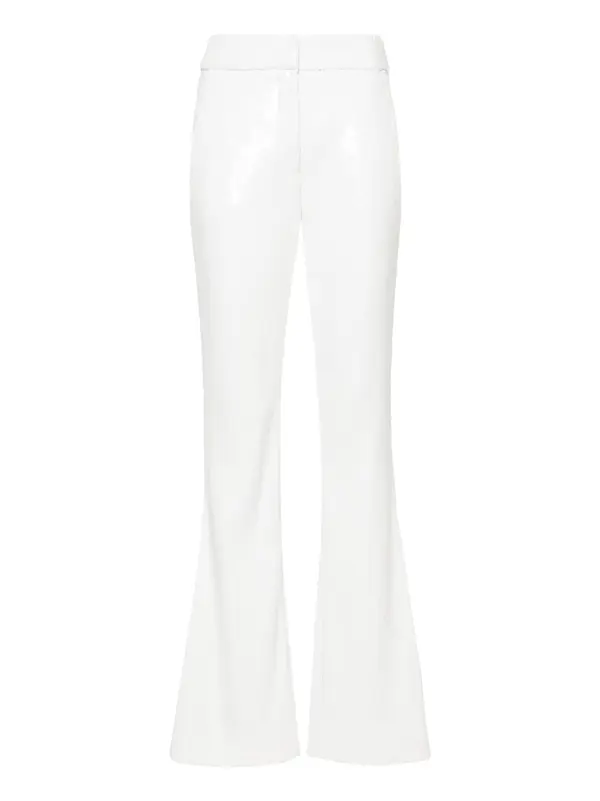 GENNY Sequinned Flared Trousers - White