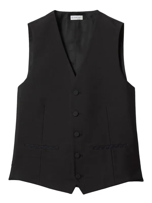 Burberry Wool-silk Blend Waistcoat - Black