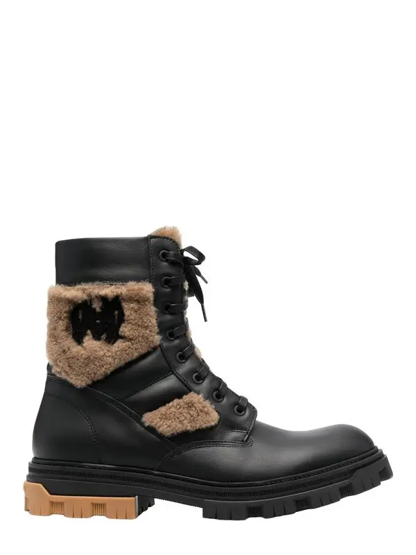 Amiri Fur-panelled Lace-up Combat Boots - Black
