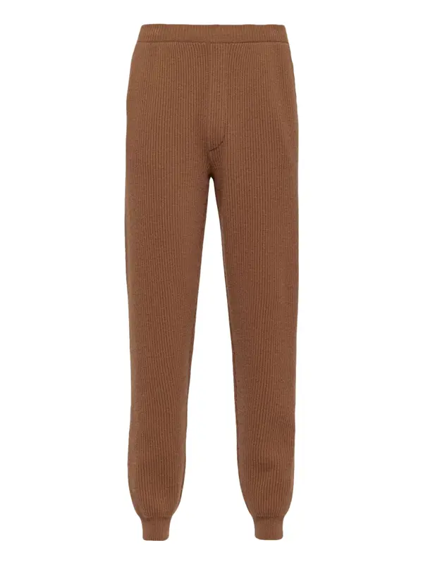 Prada Cashmere Tapered Track Pants - Brown