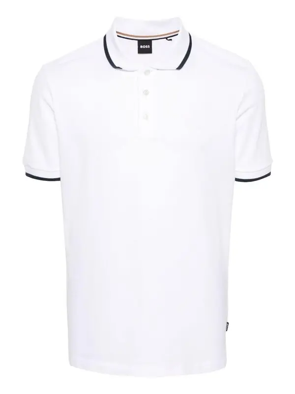 BOSS Logo-rubberised Cotton Polo Shirt - White