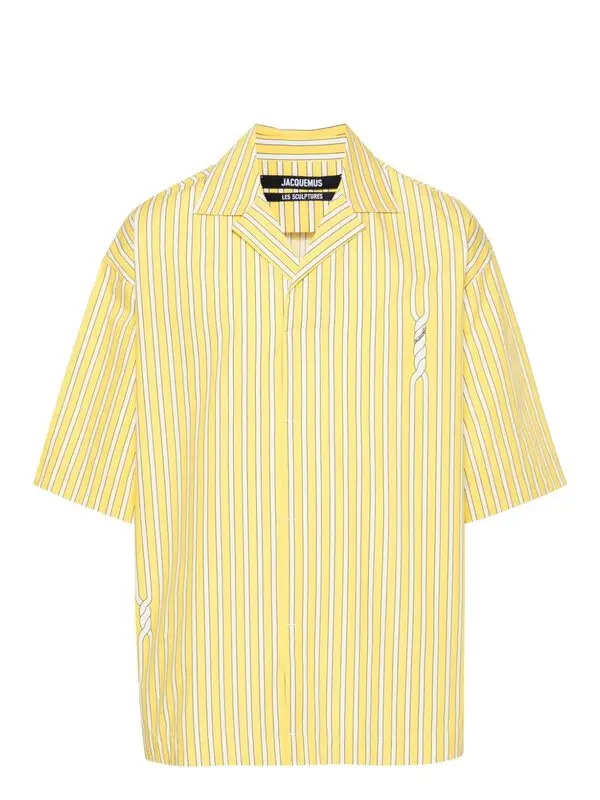 Jacquemus Striped Polo Cotton Shirt - Yellow