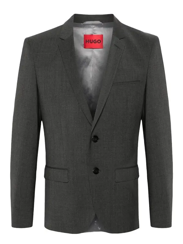BOSS Notched-lapels Single-breasted Blazer - Grey