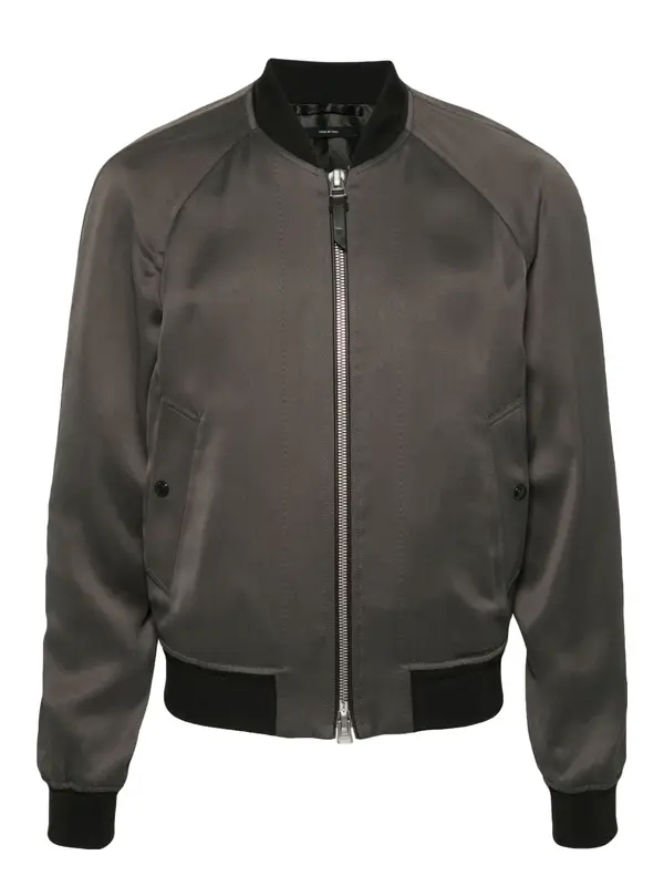 TOM FORD Ribbed-trim Twill Bomber Jacket - Grey