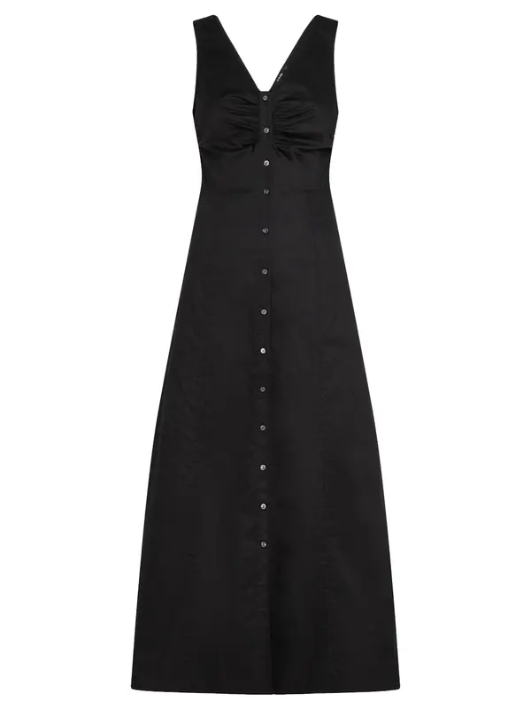 Karl Lagerfeld Cotton Maxi Shirt Dress - Black