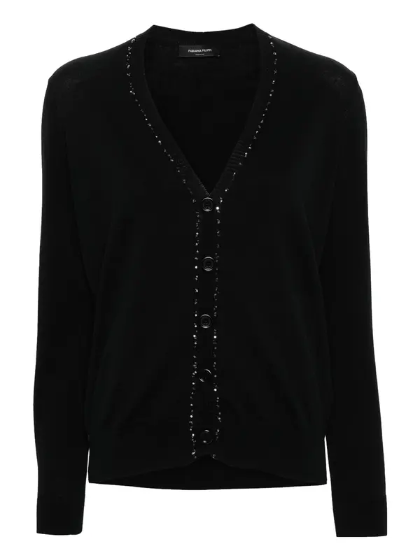 Fabiana Filippi Sequin-trim Cotton Cardigan - Black
