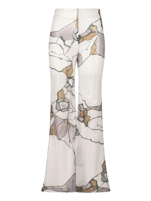 Silvia Tcherassi Avellino Sequinned Palazzo Trousers - White