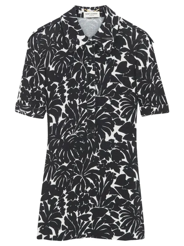 Saint Laurent Printed Short Dress - Black