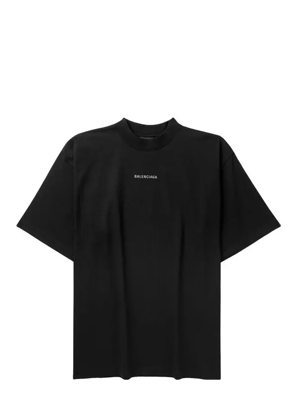 Balenciaga Logo-print Cotton-jersey T-shirt - Black