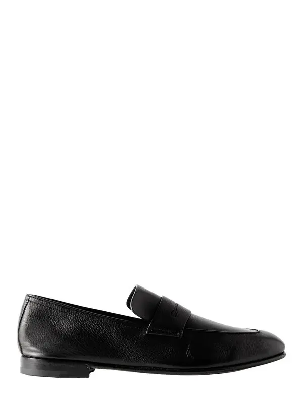 Zegna L'asola Secondskin Full-grain Leather Penny Loafers - Black