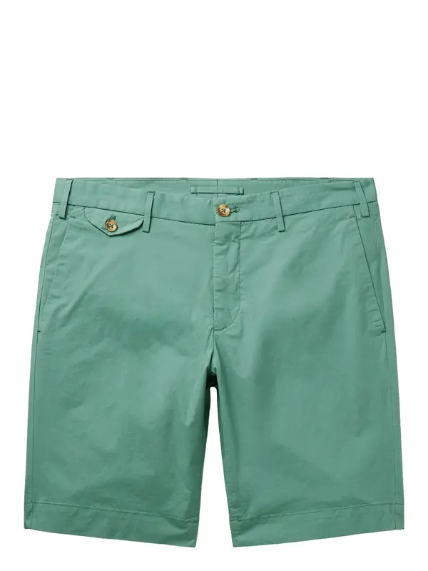 SLOWEAR Venezia 1951 Slim-fit Stretch-cotton Poplin Bermuda Shorts - Green
